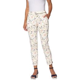 CR&Eacute;ATION L Damen Druckhose inklusive Flecht-G&uuml;rtel schilf-ecru-bedruckt Gr&ouml;&szlig;e 20