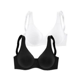 PETITE FLEUR BY LASCANA Minimizer-BH schwarz+wei&szlig; Gr. 100E. Mit B&uuml;gel. Nachhaltig.