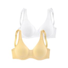 PETITE FLEUR BY LASCANA Minimizer-BH gelb+wei&szlig; Gr. 80F. Mit B&uuml;gel. Nachhaltig.