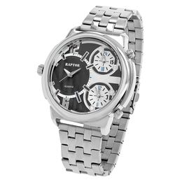 Raptor Analog Watch 'mit Edelstahlband, 3 Zeitzonen, Mineralglas' male size One size Silver