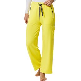 CREATION L PREMIUM Damen Dehnbund-Hose mit Cargotasche limone-schwarz Gr&ouml;&szlig;e 18/19