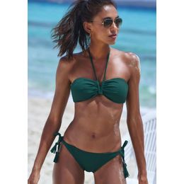 ELBSAND Set: Bandeau-Bikini 'Nature' Petrol Gr. 42 Cup A/B. Mit Zierperlen. Mit Seitlichen St&auml;bchen. Nachhaltig.