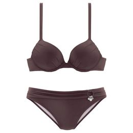 s.Oliver Set: Push-Up-Bikini 'Tonia' braun Gr. 38 Cup C. Mit Zierperlen. Mit B&uuml;gel