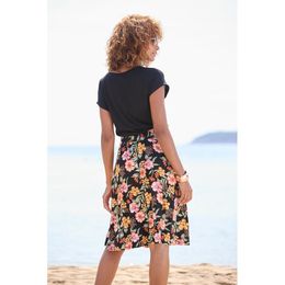 Buffalo Jerseykleid mehrfarbig Gr. 44 f&uuml;r Damen. Mit Rundhals. Figurumspielend. Nachhaltig.