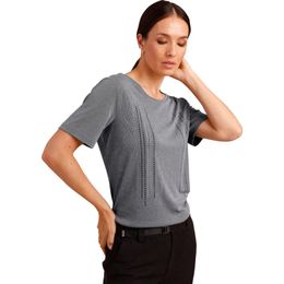 CREATION L PREMIUM Damen Kurzarmshirt mit Glitzersteinchen schwarz Gr&ouml;&szlig;e 36