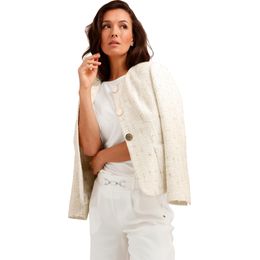 CREATION L PREMIUM Damen Woll-Mix-Boucl&eacute;-Blazer mit Zierperlen und Pailletten ecru Gr&ouml;&szlig;e 38