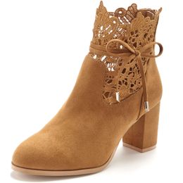 Lascana Damen High-Heel-Stiefelette camelfarben Gr&ouml;&szlig;e 42