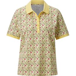 CR&Eacute;ATION L Damen Poloshirt mit Knopfleiste zitrone-fuchsia-bedruckt Gr&ouml;&szlig;e 40