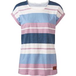 CR&Eacute;ATION L Damen Print-Shirt aus reiner Baumwolle mauve-dunkelblau-geringelt Gr&ouml;&szlig;e 38