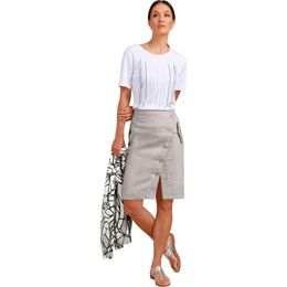 CREATION L PREMIUM Damen Kurzarmshirt mit Glitzersteinchen wei&szlig; Gr&ouml;&szlig;e 36