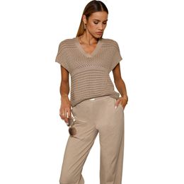 CR&Eacute;ATION L Damen V-Ausschnitt-Pullover im mustermix beige Gr&ouml;&szlig;e 36