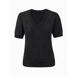 Arach&cloz Sweatshirt 'Damen Kuzrarm Pullover V Ausschnitt Sommer Fr&uuml;hling Bluse Strickpullover Basic' Damen Gr&ouml;&szlig;e XL schwarz