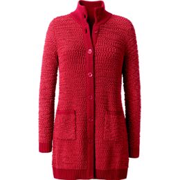 Damen Longstrickjacke mit Stehkragen rot Gr&ouml;&szlig;e 38