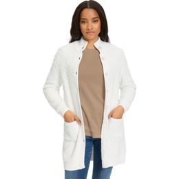 Damen Longstrickjacke mit Stehkragen ecru Gr&ouml;&szlig;e 48
