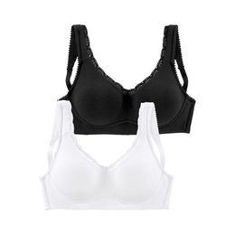 PETITE FLEUR BY LASCANA Soft-BH schwarz+wei&szlig; Gr. 75B. Ohne B&uuml;gel. Nachhaltig.