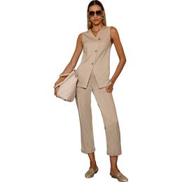 CR&Eacute;ATION L Damen Shirtweste mit Gummizug auf Taillenh&ouml;he hinten beige-champagner-meliert Gr&ouml;&szlig;e 42