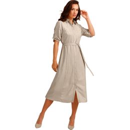 CREATION L PREMIUM Damen Hemdblusenkleid mit Bindeg&uuml;rtel sand-meliert Gr&ouml;&szlig;e 38