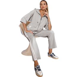 CR&Eacute;ATION L Damen Sweatjacke mit Spitzen-Verzierung hellgrau Gr&ouml;&szlig;e 36