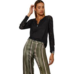 CR&Eacute;ATION L Damen Spitzenshirt mit Rei&szlig;verschluss schwarz Gr&ouml;&szlig;e 40