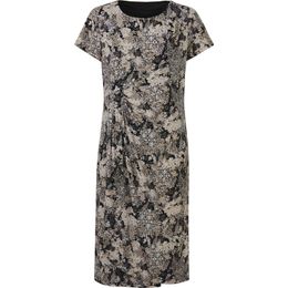 CR&Eacute;ATION L Damen Jerseykleid in Wickeloptik grau-ecru-bedruckt Gr&ouml;&szlig;e 40