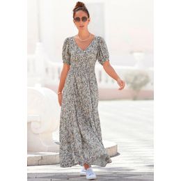 Vivance Maxikleid 'mit Bl&uuml;mchendruck und V-Ausschnitt' mehrfarbig Gr. 46 f&uuml;r Damen. Tiefer V-Ausschnitt und Allover-Druck. Figurbetont. Nachhaltig.