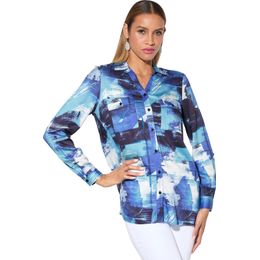 CR&Eacute;ATION L Damen Longbluse royalblau-marine-bedruckt Gr&ouml;&szlig;e 38