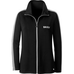 CREATION L PREMIUM Damen Jacke mit Kontrastband schwarz-steingrau Gr&ouml;&szlig;e 36/38