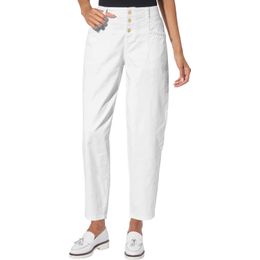 CR&Eacute;ATION L Damen Gerade Jeans mit verzierten Taschen wei&szlig; Gr&ouml;&szlig;e 38