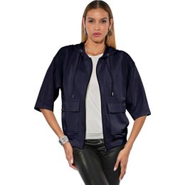 CR&Eacute;ATION L Damen Sweatjacke mit Spitzen-Verzierung marine Gr&ouml;&szlig;e 48
