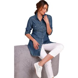 CREATION L PREMIUM Damen Longbluse mit Druckkn&ouml;pfen blue-bleached Gr&ouml;&szlig;e 46