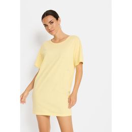 LSCN BY LASCANA Nachthemd gelb Gr. 48/50 f&uuml;r Damen. Rundhals und Print. L&auml;ssig Geschnitten. Nachhaltig.