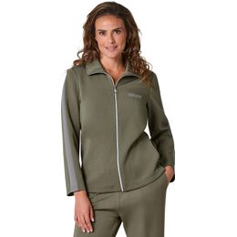 CREATION L PREMIUM Damen Jacke mit Kontrastband khaki-steingrau Gr&ouml;&szlig;e 48/50