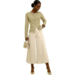 CR&Eacute;ATION L Damen Strickjacke mit Fransen-Verzierung schilf-champagner-meliert Gr&ouml;&szlig;e 38