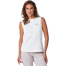 CREATION L PREMIUM Damen Shirttop mit Glitzersteinchen wei&szlig; Gr&ouml;&szlig;e 46