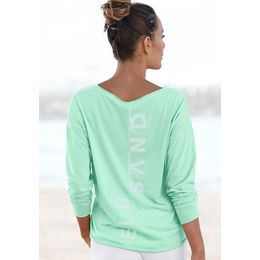 ELBSAND Langarmshirt 'Raina' gr&uuml;n Gr. XL (42) f&uuml;r Damen. Rundhals und Logodruck. Figurumspielend. Nachhaltig.