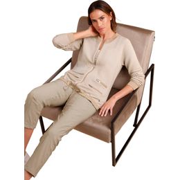 CREATION L PREMIUM Damen Strickjacke in Ripp-Qualit&auml;t beige-wei&szlig; Gr&ouml;&szlig;e 38