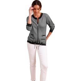 CREATION L PREMIUM Damen Strickjacke in Ripp-Qualit&auml;t schwarz-wei&szlig; Gr&ouml;&szlig;e 38