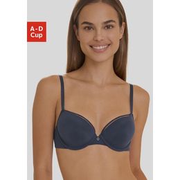 s.Oliver Push-up-BH 'Schalen-BH, B&uuml;gel-BH, T-Shirt-BH, Elina' blau Gr. 75C. Vergr&ouml;&szlig;ert Optisch Die B&uuml;ste und mit B&uuml;gel