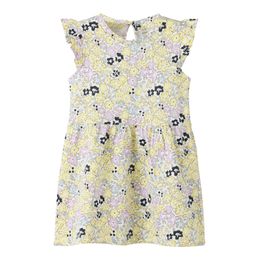 name it Kleid M&auml;dchen Gr&ouml;&szlig;e 116 pastellgelb / pastelllila / schwarz / wei&szlig;