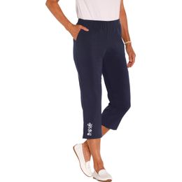 CR&Eacute;ATION L Damen Caprihose mit Blumenstickerei am Beinabschluss marine Gr&ouml;&szlig;e 38