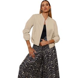 CR&Eacute;ATION L Damen Blouson-Blazer mit Rundhals-Ausschnitt sand Gr&ouml;&szlig;e 36