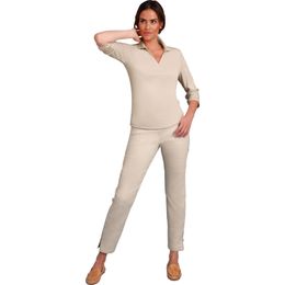 CREATION L PREMIUM Damen Poloshirt mit Kontrastdetails sand Gr&ouml;&szlig;e 38