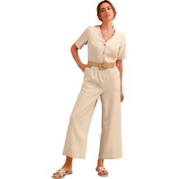 CREATION L PREMIUM Damen Jumpsuit mit weiten Hosenbeinen sand-meliert Gr&ouml;&szlig;e 40