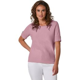 CREATION L PREMIUM Damen Kurzarmpullover mit Zierkn&ouml;pfen ros&eacute; Gr&ouml;&szlig;e 38