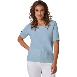 CREATION L PREMIUM Damen Kurzarmpullover mit Zierkn&ouml;pfen eisblau Gr&ouml;&szlig;e 42