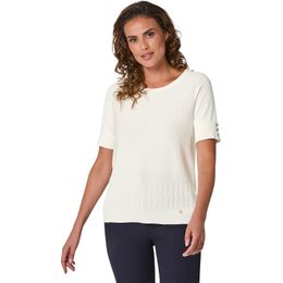 CREATION L PREMIUM Damen Kurzarmpullover mit Zierkn&ouml;pfen ecru Gr&ouml;&szlig;e 50