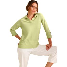 CREATION L PREMIUM Damen Polopullover aus Querstrick pistazie Gr&ouml;&szlig;e 48