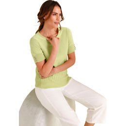 CREATION L PREMIUM Damen Kurzarmpullover mit Zierkn&ouml;pfen pistazie Gr&ouml;&szlig;e 44