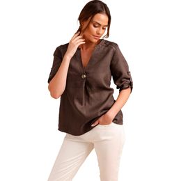 CREATION L PREMIUM Damen Longbluse mit Falte schoko-meliert Gr&ouml;&szlig;e 40
