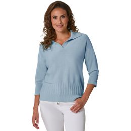 CREATION L PREMIUM Damen Polopullover aus Querstrick eisblau Gr&ouml;&szlig;e 44